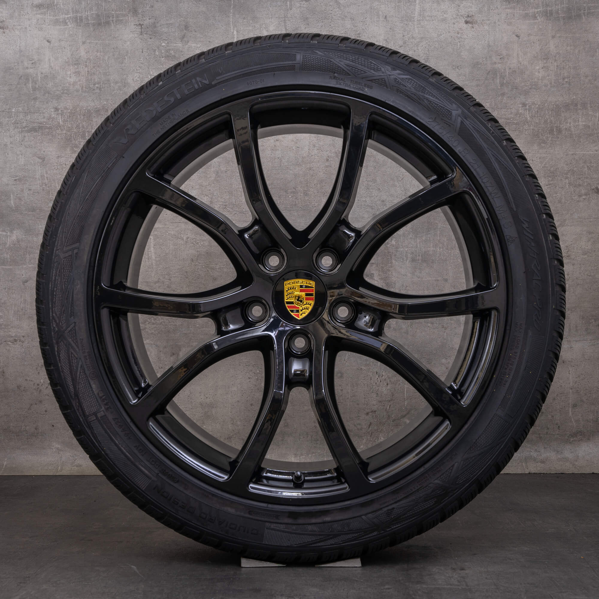 OEM Porsche Cayenne snow tire packages 21 inch 9YA E3 Rims 9Y0601025BH 9Y0601025BJ black glossy