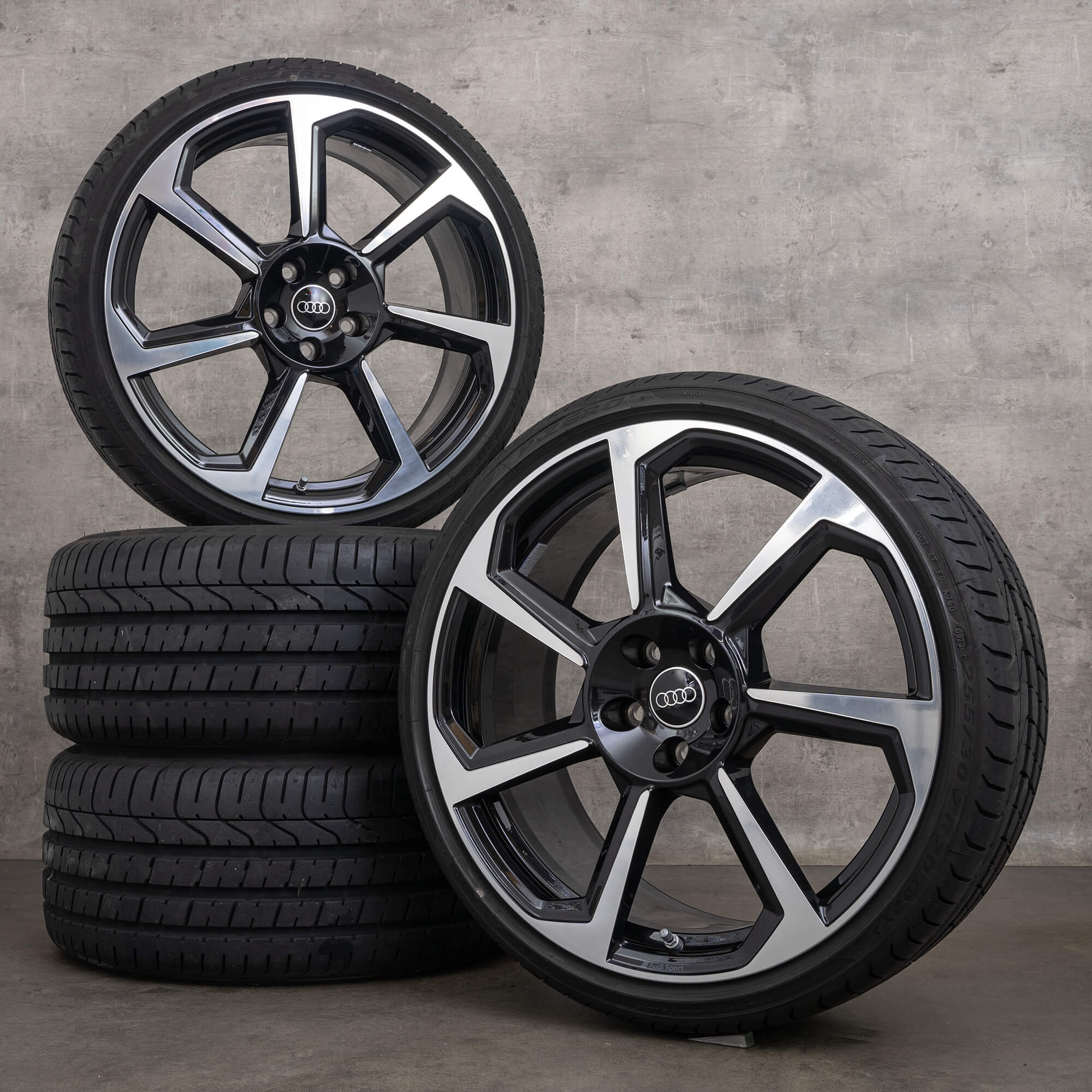 Original Audi TT RS 8S FV 20 inch summer wheels rims tires rotor black