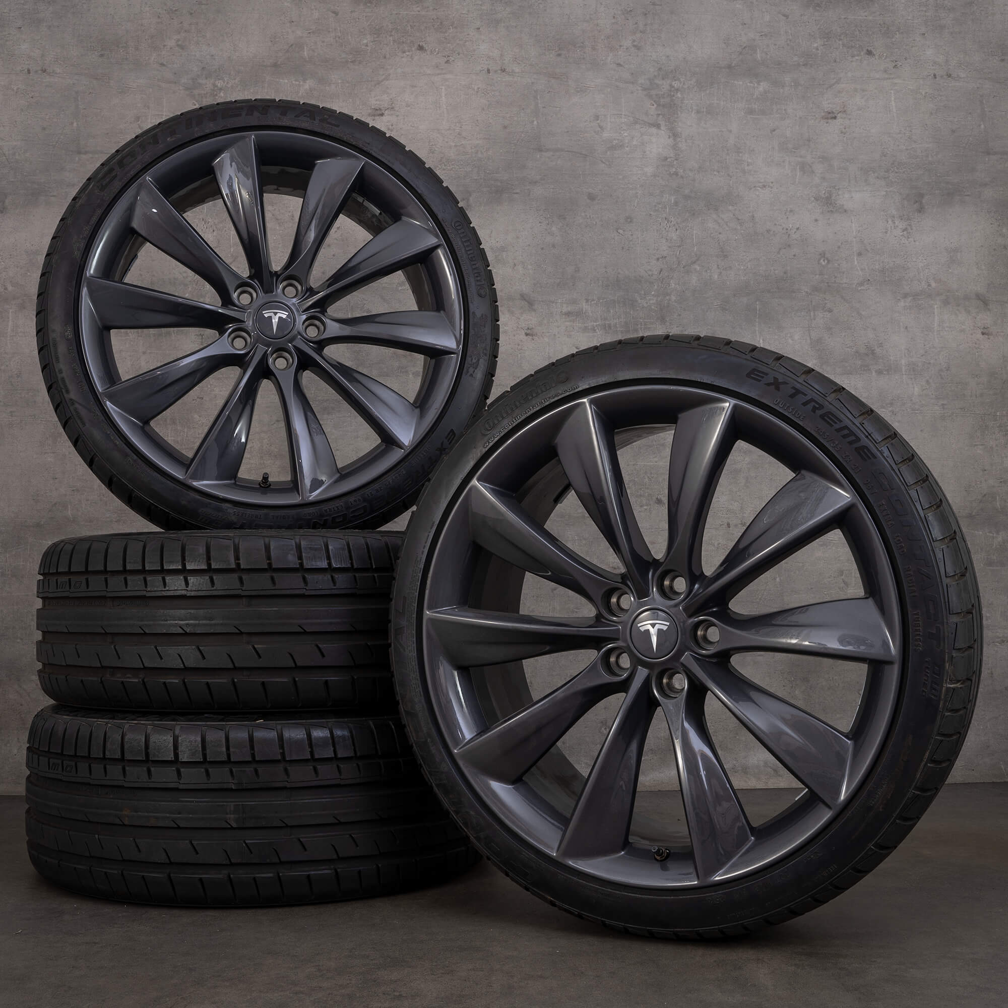 Tesla Model S Turbine summer tires 21 inch rims wheels 6005868-00-E