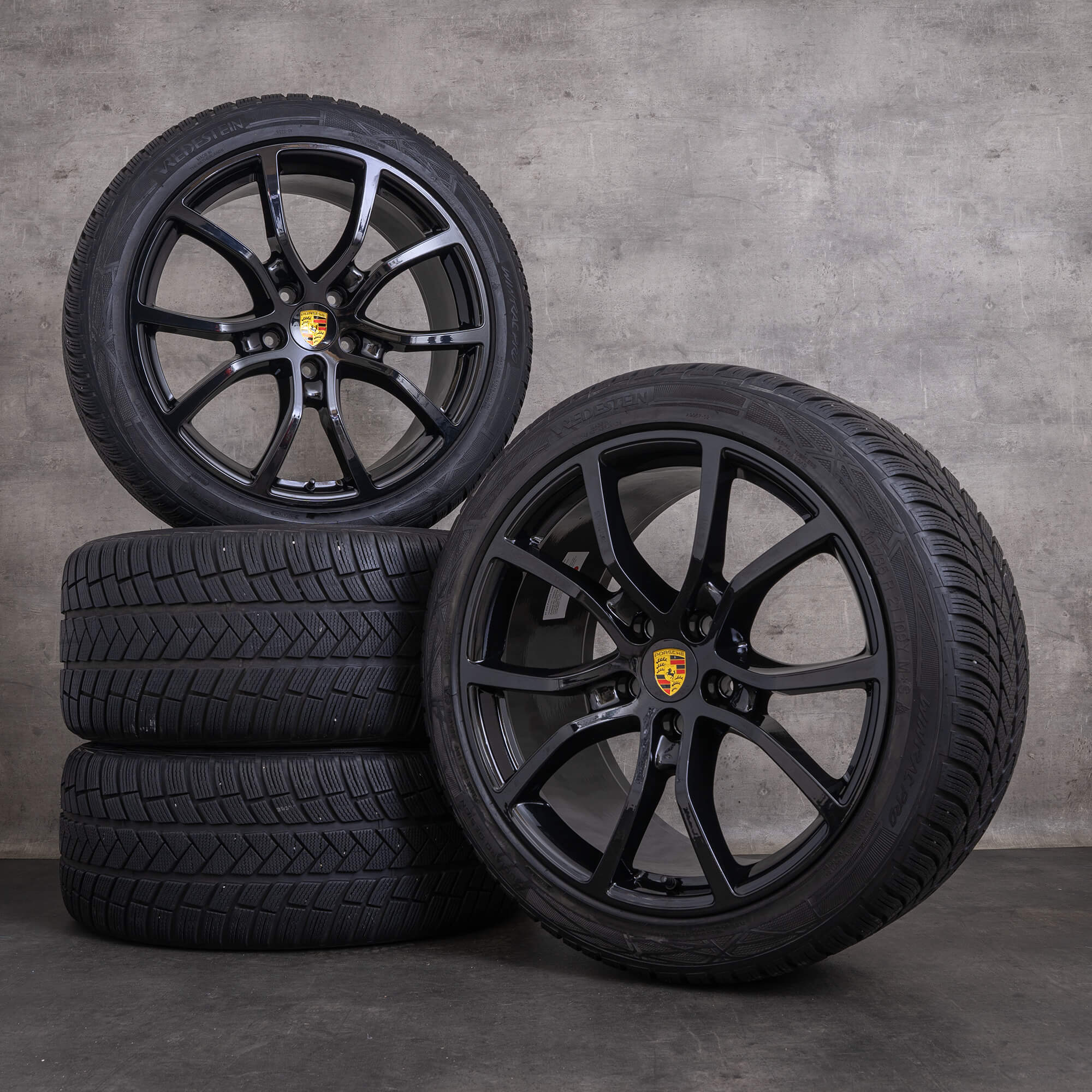 Original Porsche Cayenne vinterhjul 21 tum 9YA E3 fälgar / fälg 9Y0601025BH 9Y0601025BJ svart ...