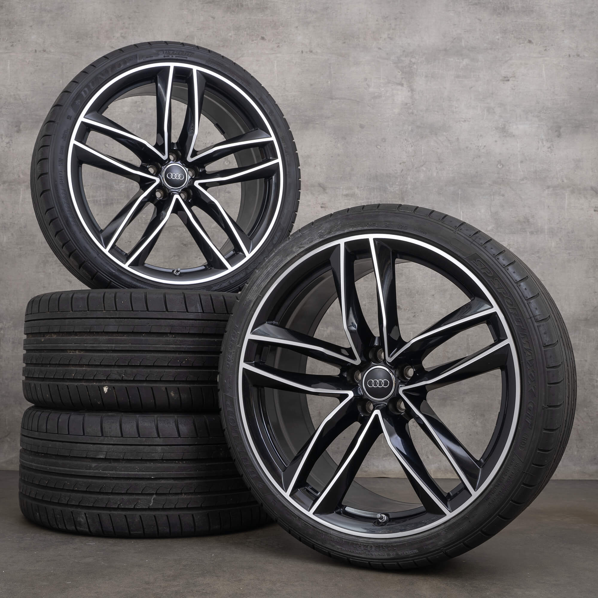 Audi RS6 4G C7 summer wheels 21 inch rims tires 4G0601025CE black