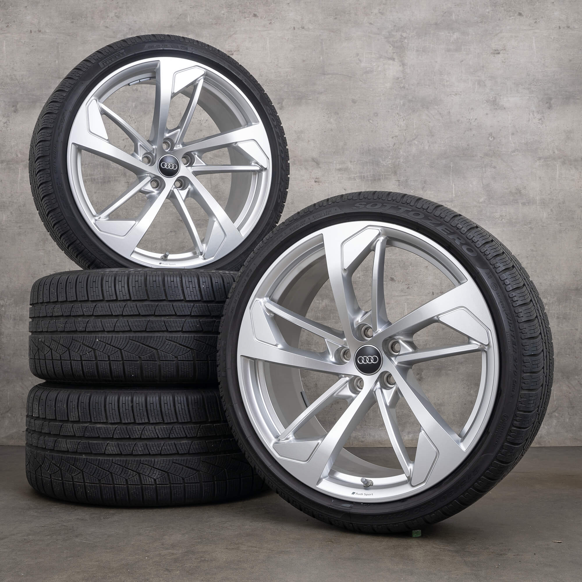 Audi RS4 B9 8W RS5 F5 winter wheels 20 inch rims tires trapezoid silver