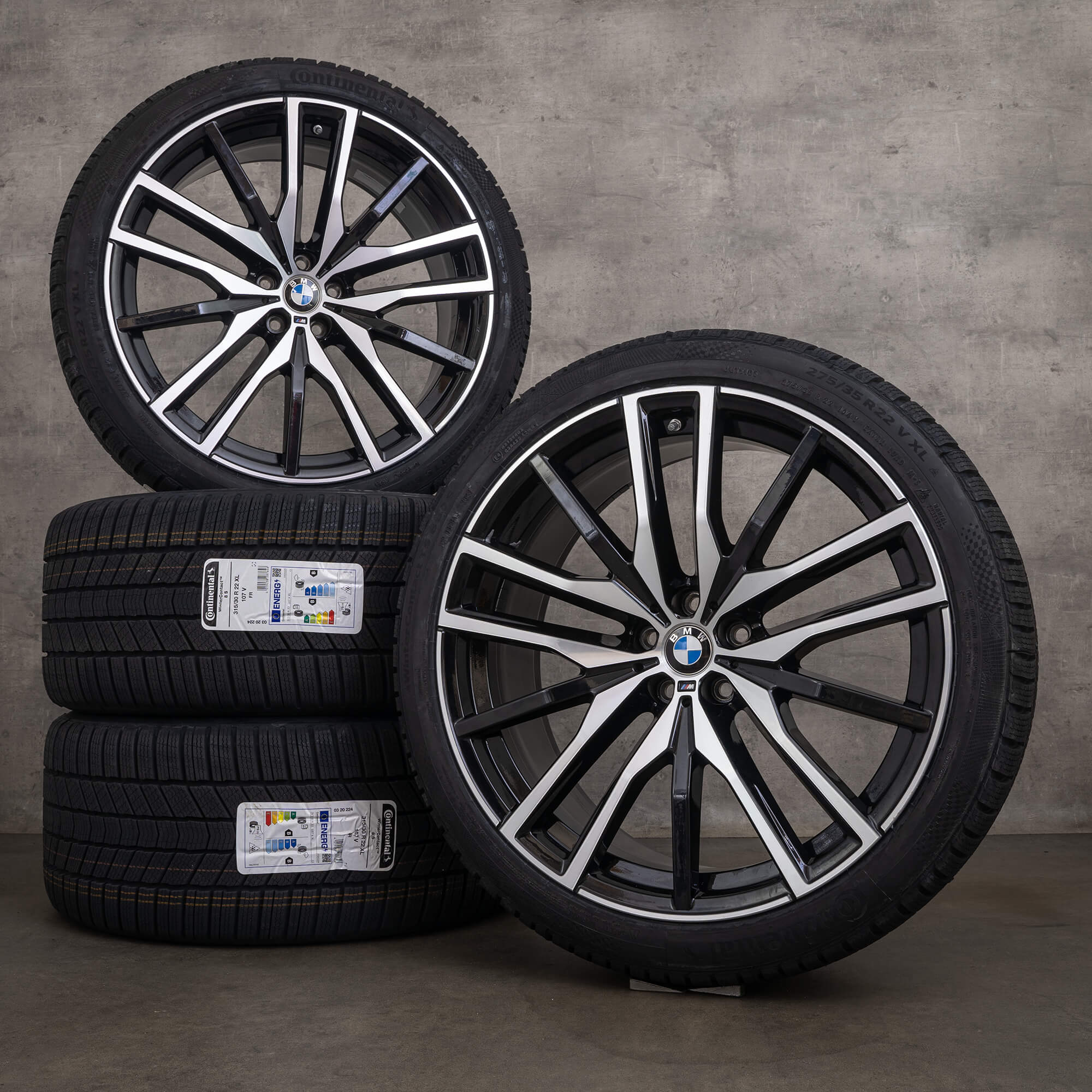 Original BMW X5 X6 Winterräder 22 Zoll G05 G06 Felgen Styling 742 M 9882610 9882611 schwarz ...