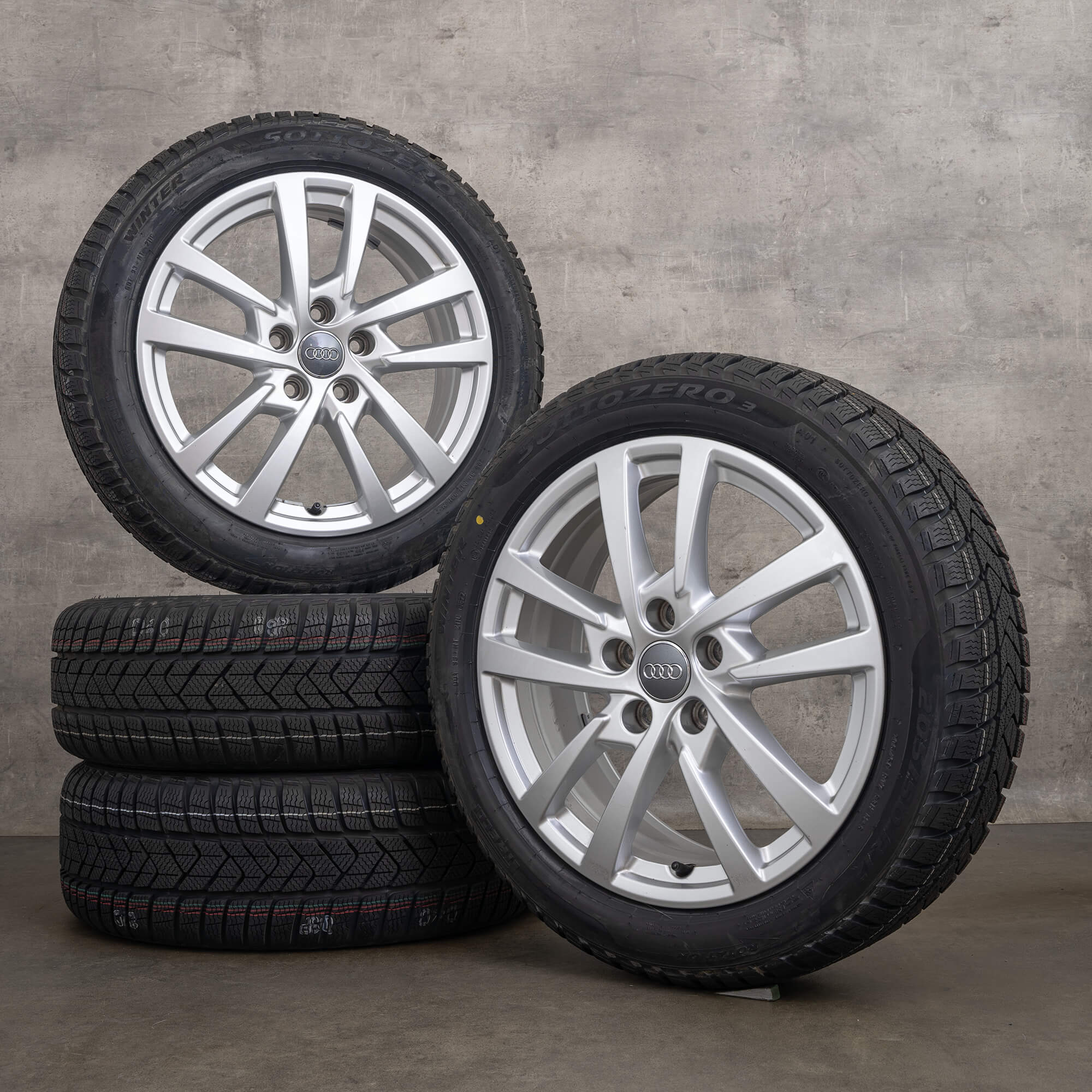 OEM Audi A3 S3 8V 17 inch rims winter tires 8V0601025DH silver aluminum ...