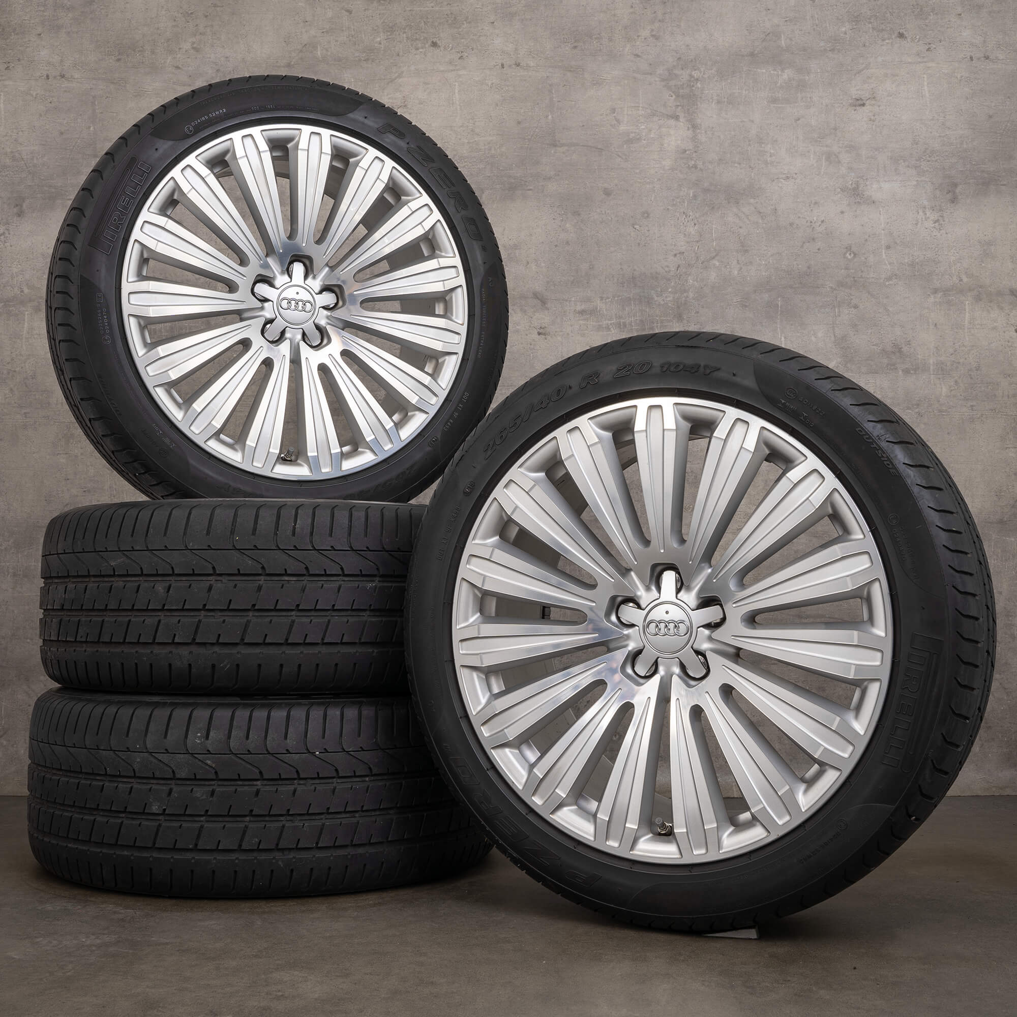 Original Audi A8 S8 4H D4 20 inch summer tires rims 4H0601025AL silver