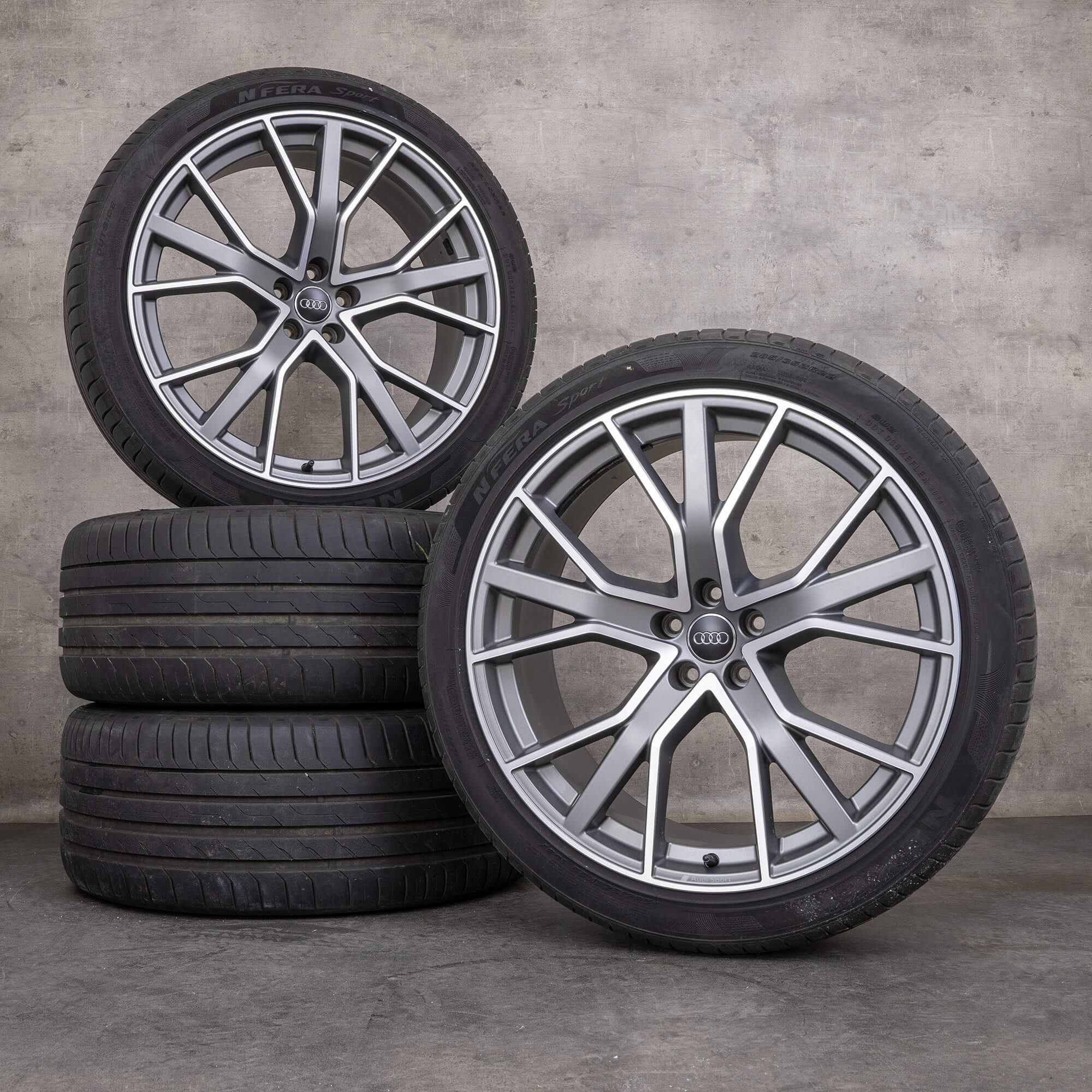 OEM Audi Q7 SQ7 rims 22 inch 4M summer wheels 4M0601025CP titanium matt ...