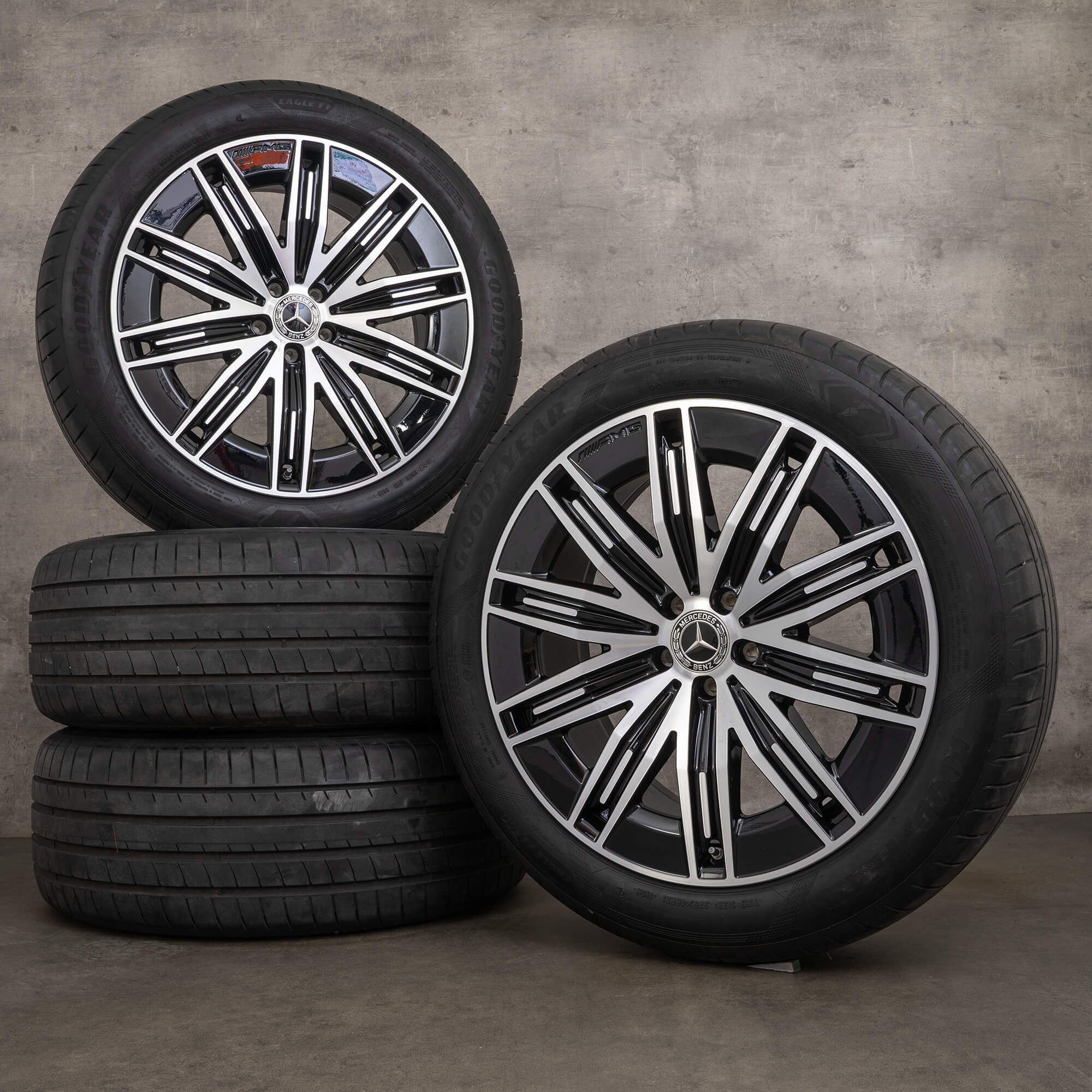 Original AMG Mercedes EQS X296 21 inch winter tires A2964011600 rims black