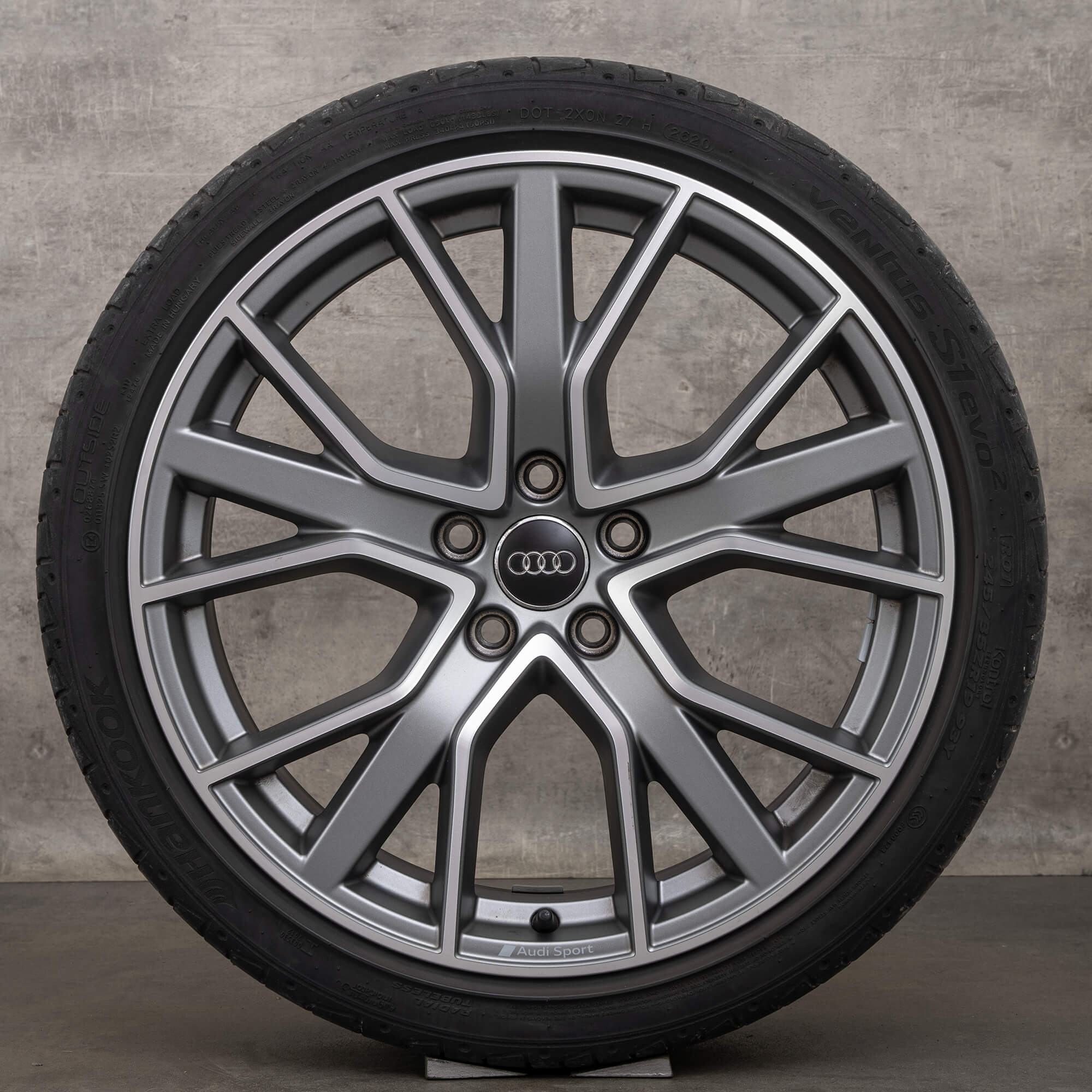 Audi A4 S4 B9 8W summer wheels 19 inch rims tires 8W0601025DH titanium