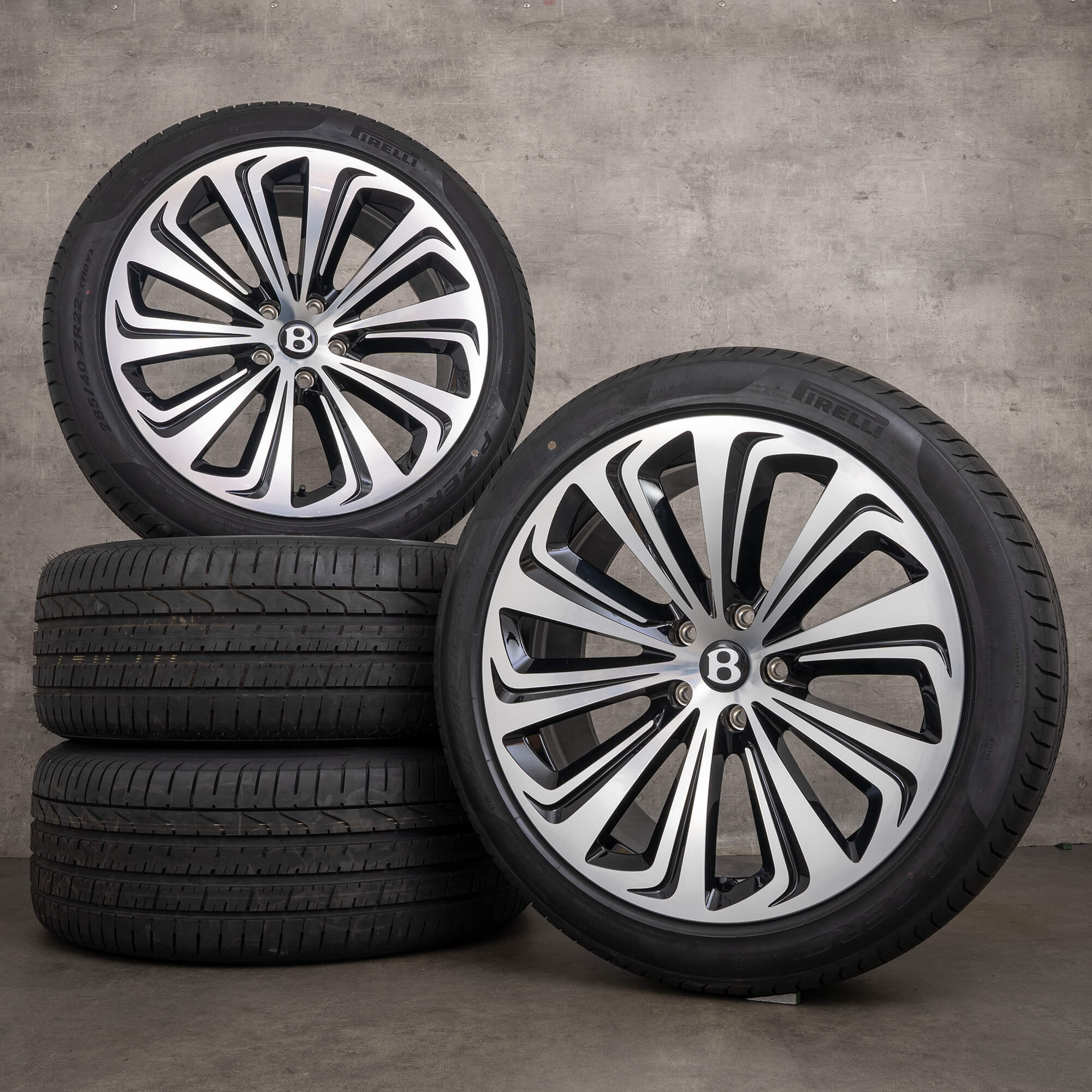 Original Bentley Bentayga 22 inch winter tires rims 36A601025S black