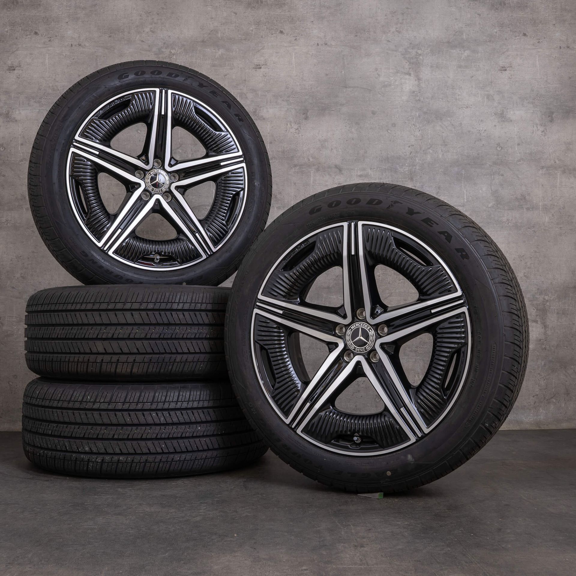 OEM Mercedes Benz EQS rims 20 inch V297 summer wheels A2974012300 black glossy turned