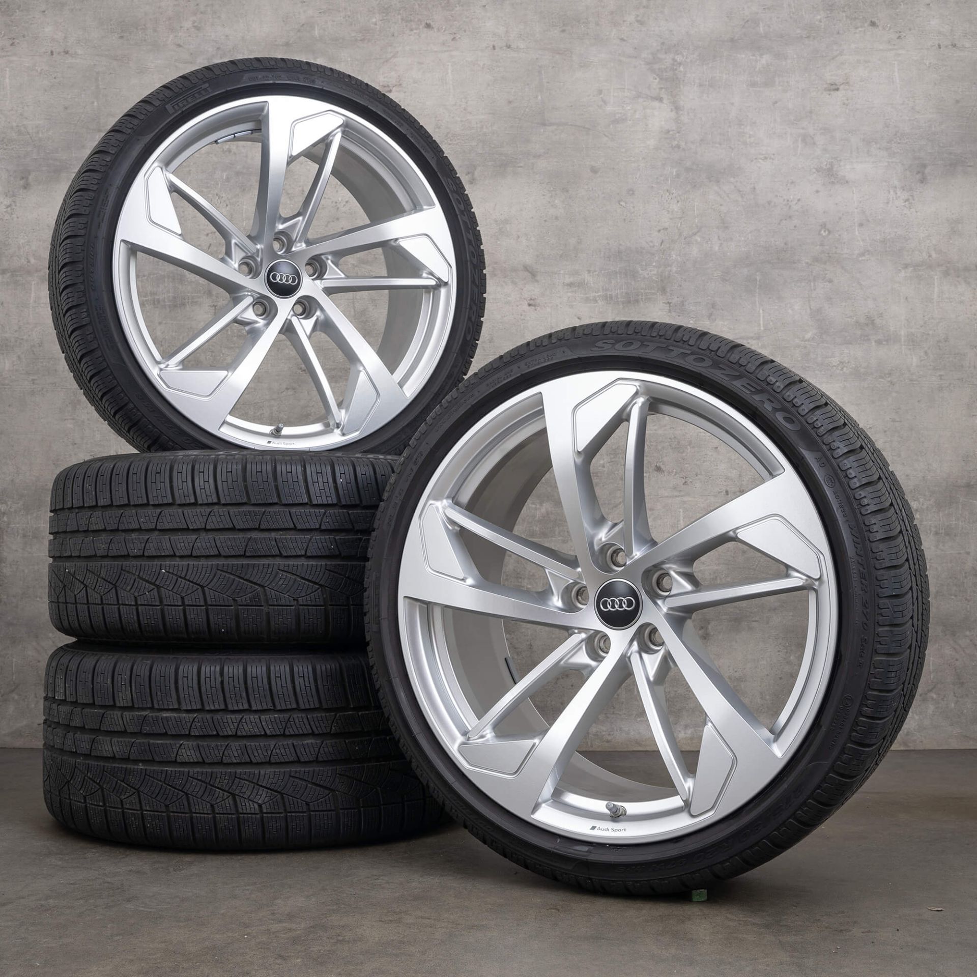 Audi RS4 B9 8W RS5 F5 winter wheels 20 inch rims tires trapezoid silver