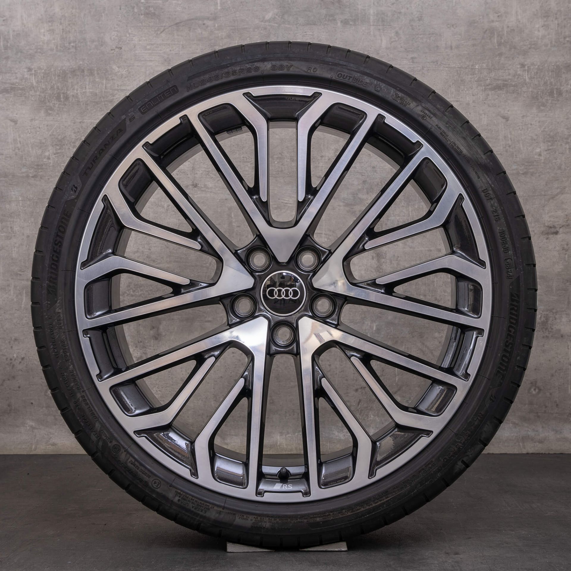 Originale Audi A5 S5 fælge 20 tommer B10 sommerdæk 8B3601025Q sort ...